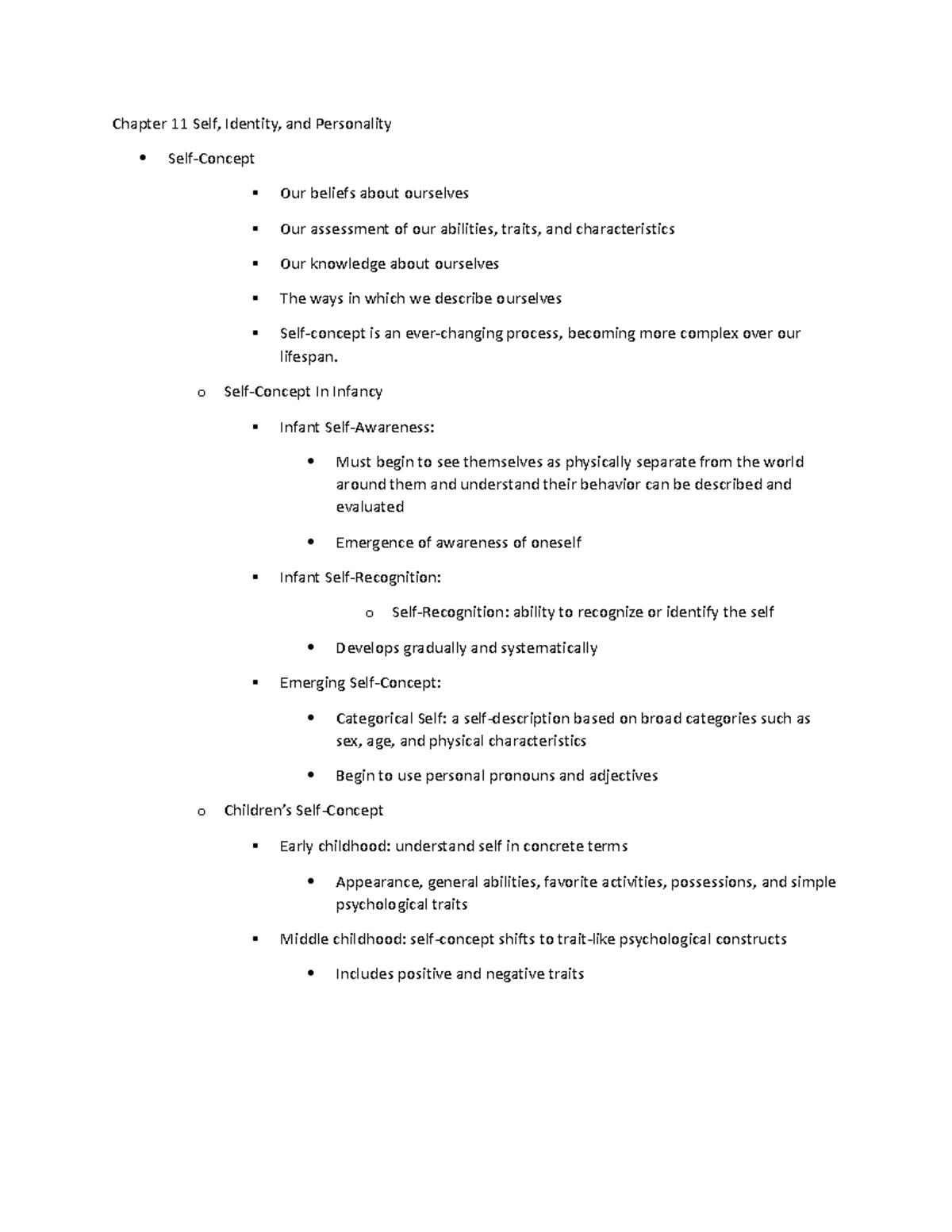 Psych 212 chp 11 - Professor Rhiannon Traigle - Chapter 11 Self ...