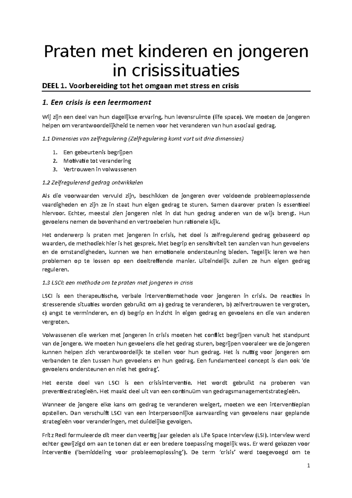 Praten met kinderen en jongeren in crisissituaties (samenvatting) - Praten met kinderen en ...