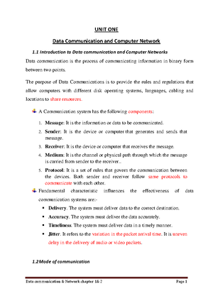 Data Communication and Computer Network course outline - St. Mary’s ...