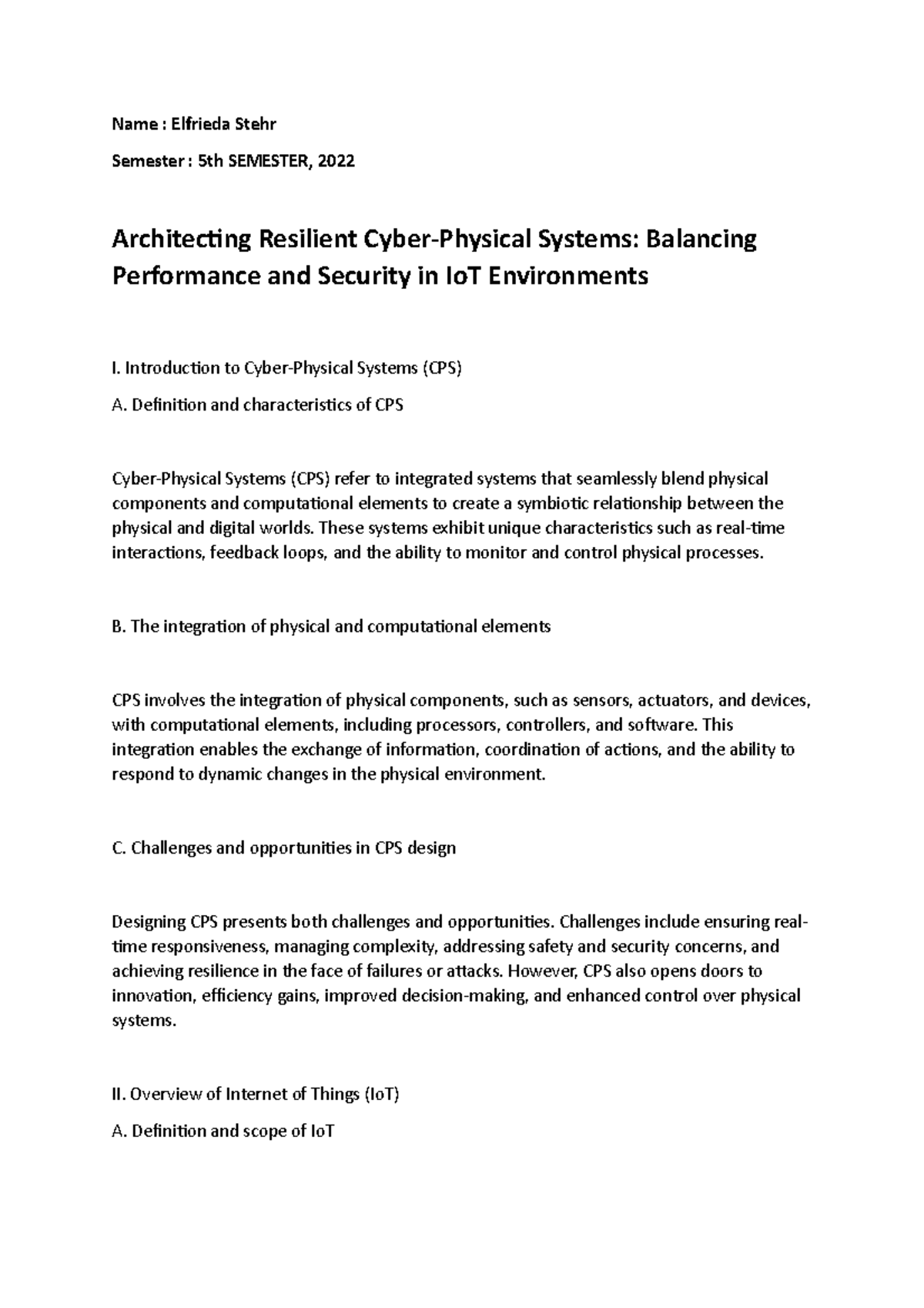 Architecting Resilient Cyber Physical Systems Balancing Performance And