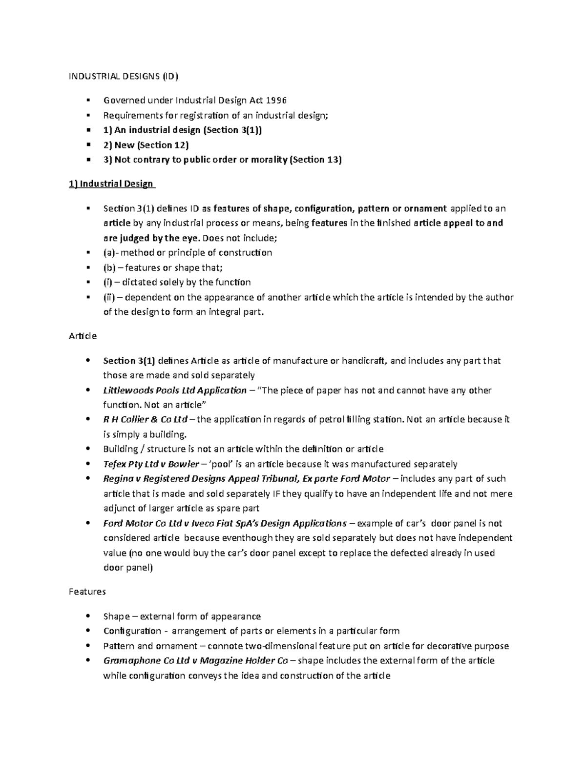IP Law Industrial Designs - Intellectual Property Law - MMU - Studocu