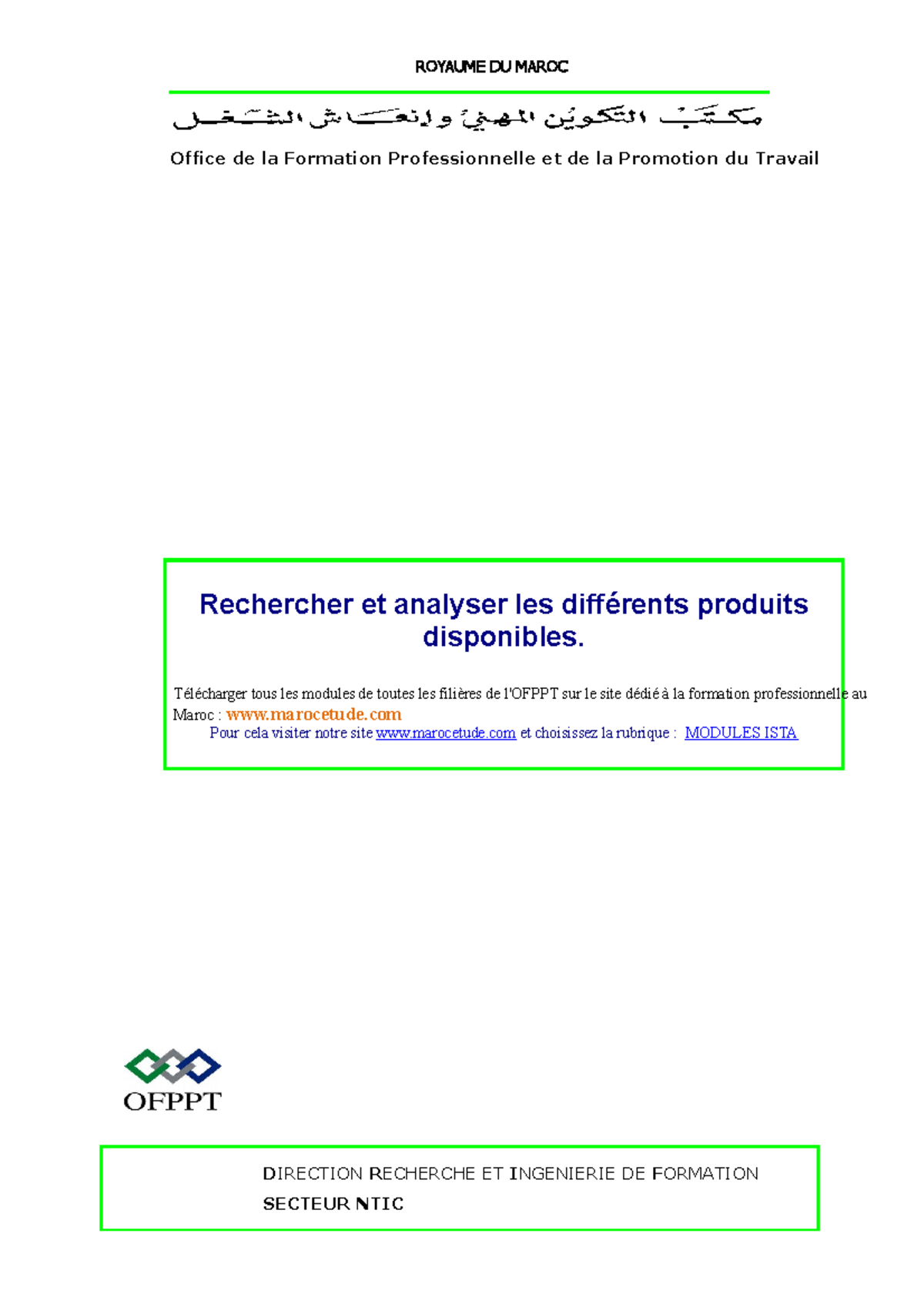 C-B-001 - Module-TSDM-Installation-d-un-poste-informatique - ROYAUME DU MAROC ####### Office de ...