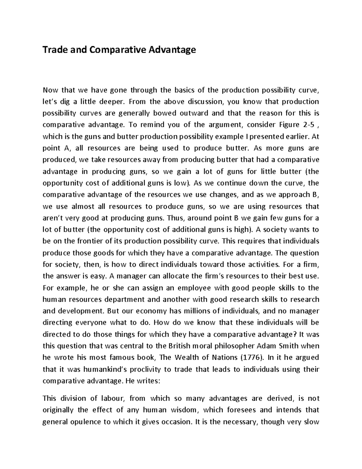 Business Economics 1-4 - Trade and Comparative Advantage Now that we ...