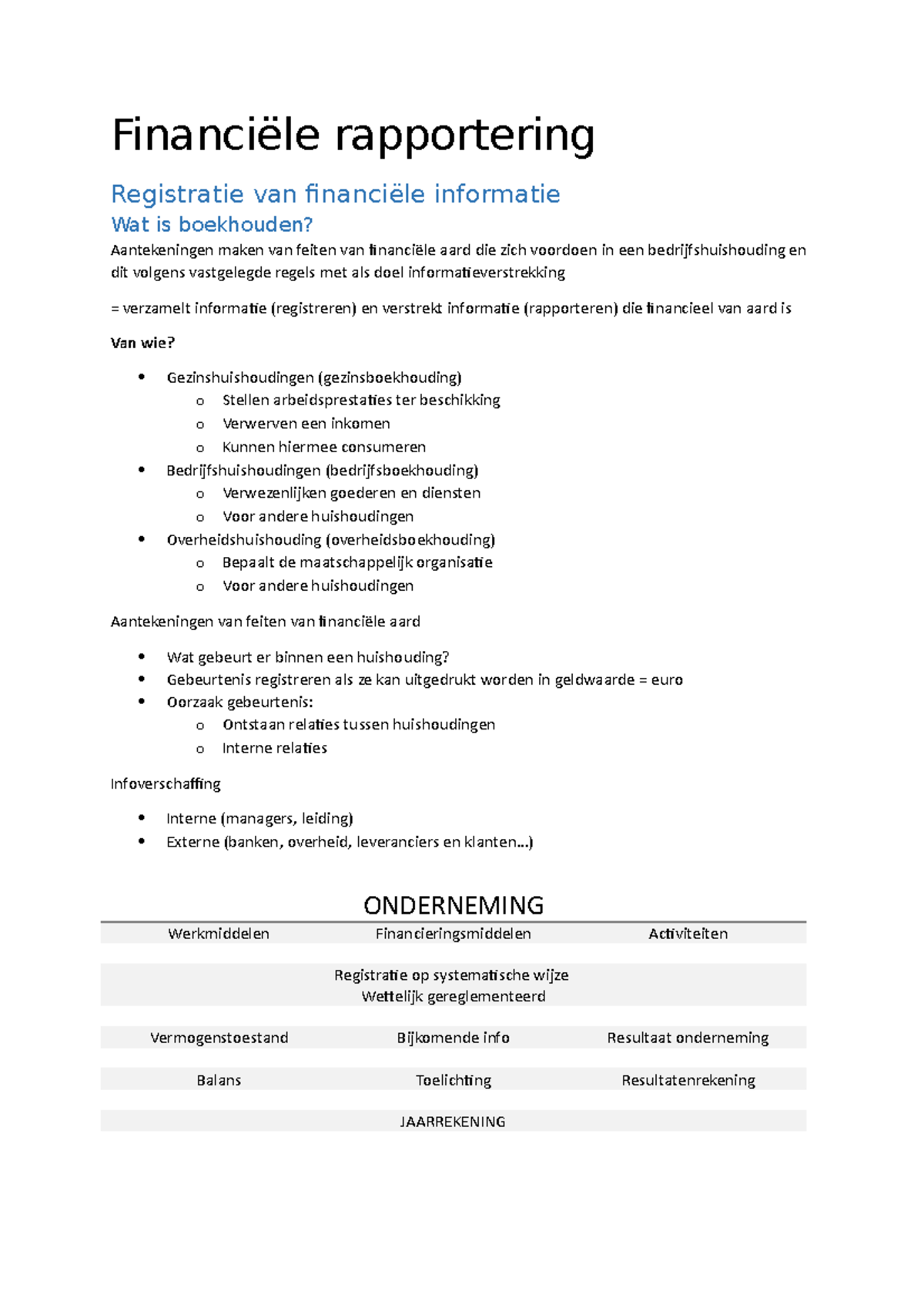 Financiële rapportering - rapportering Registratie van informatie Wat ...