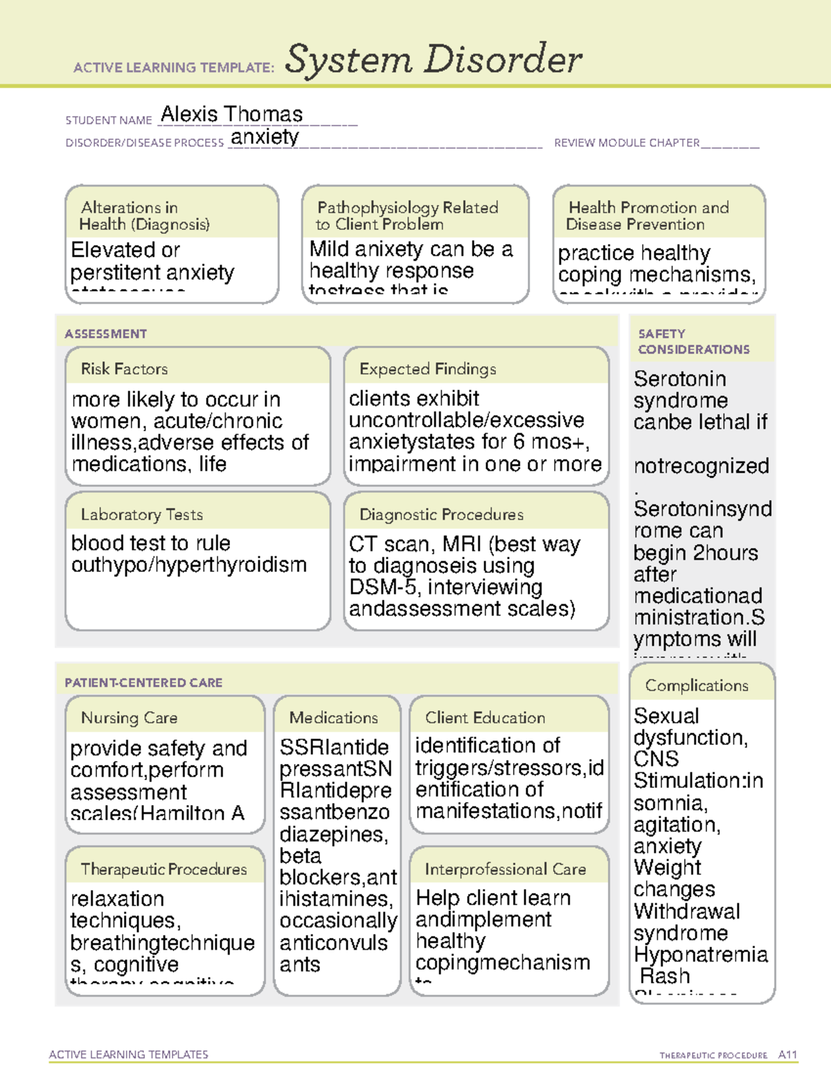 Active Learning Template sys Dis anxiety - ACTIVE LEARNING TEMPLATES ...