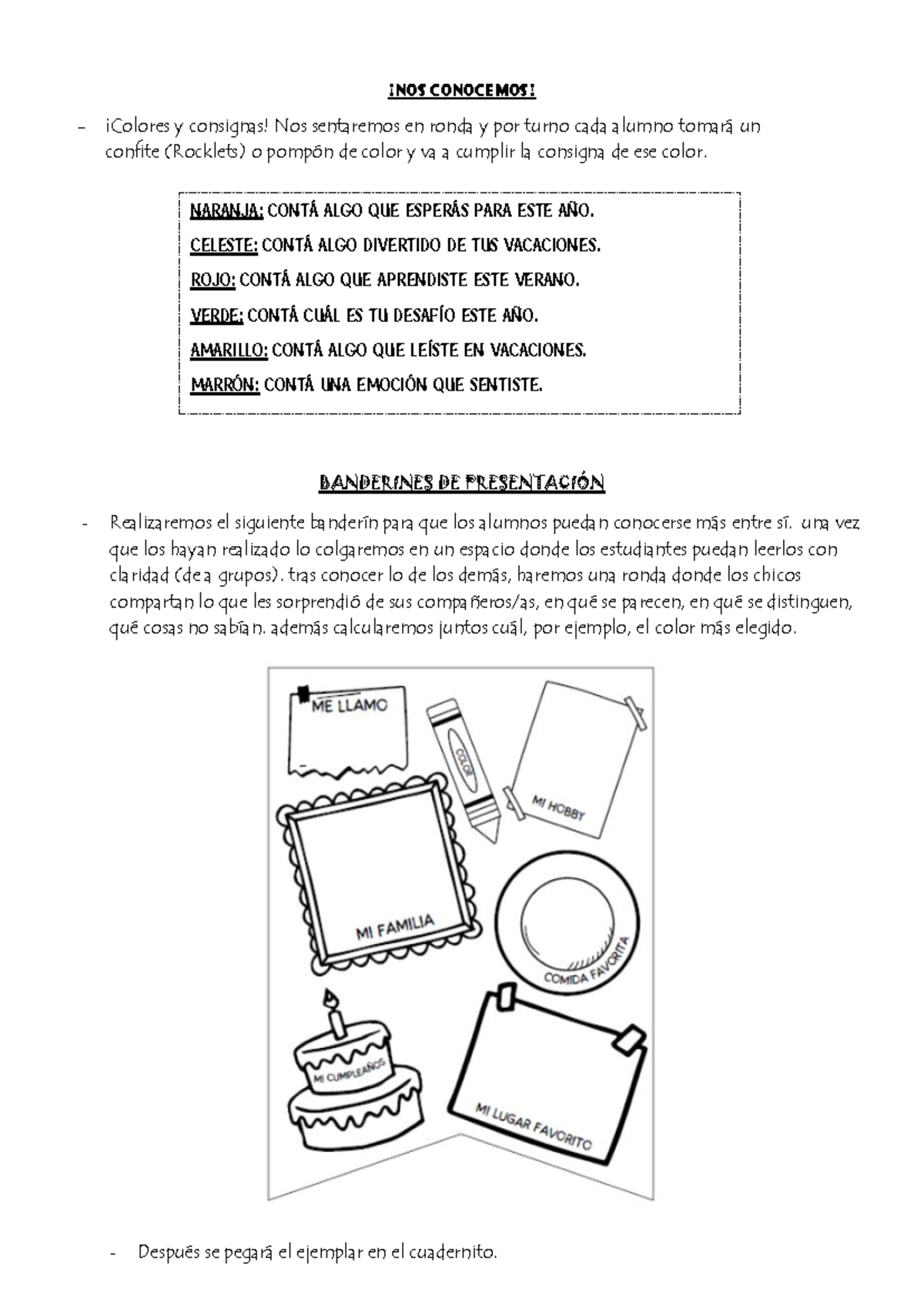 Planif Diagnóstico Conoc. DEL Mundo 2023 - ¡NOS CONOCEMOS! ¡Colores y consignas! Nos sentaremos ...