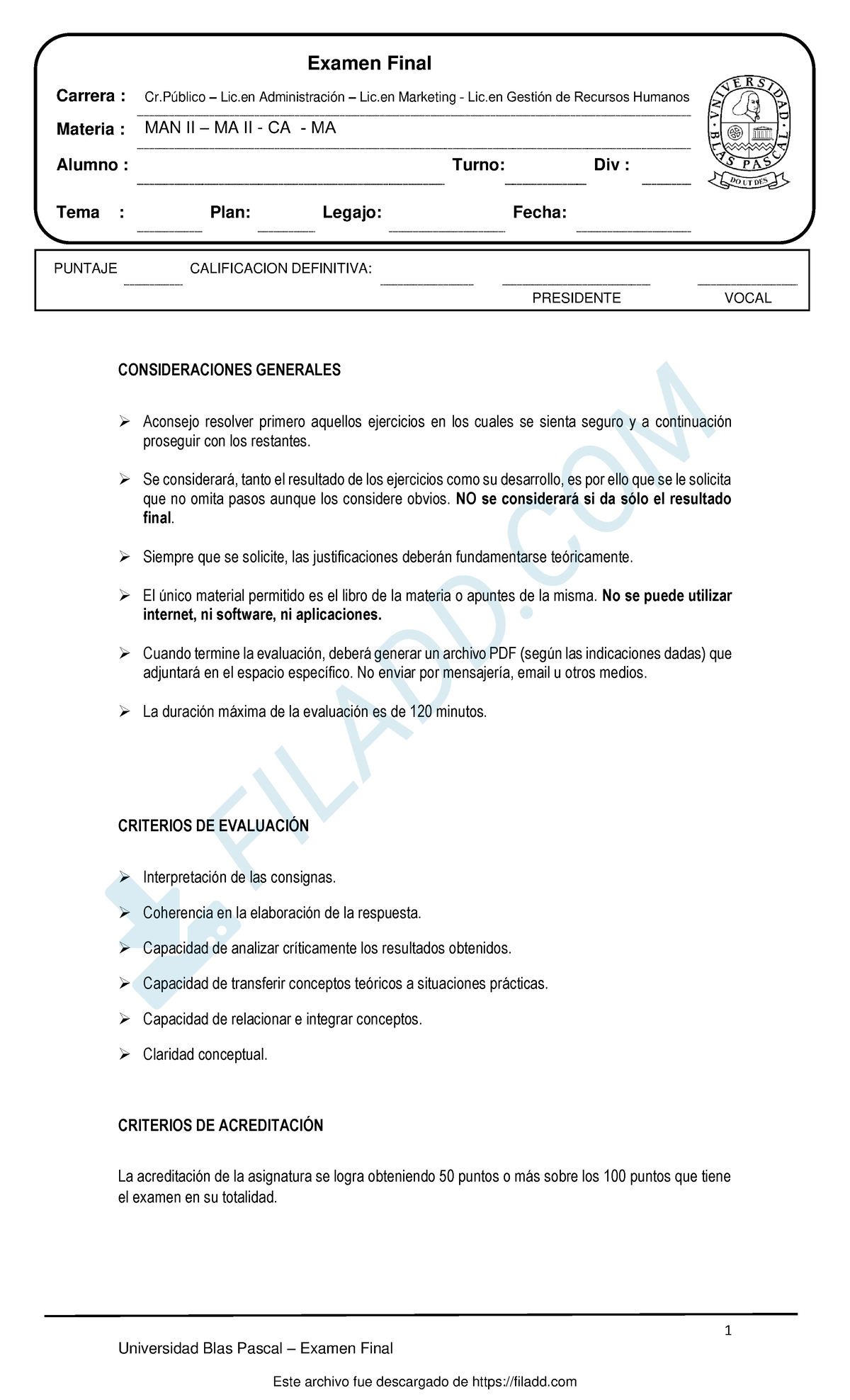 Final MAN II - Examen Final Carrera : Crúblico – Lic Administración ...