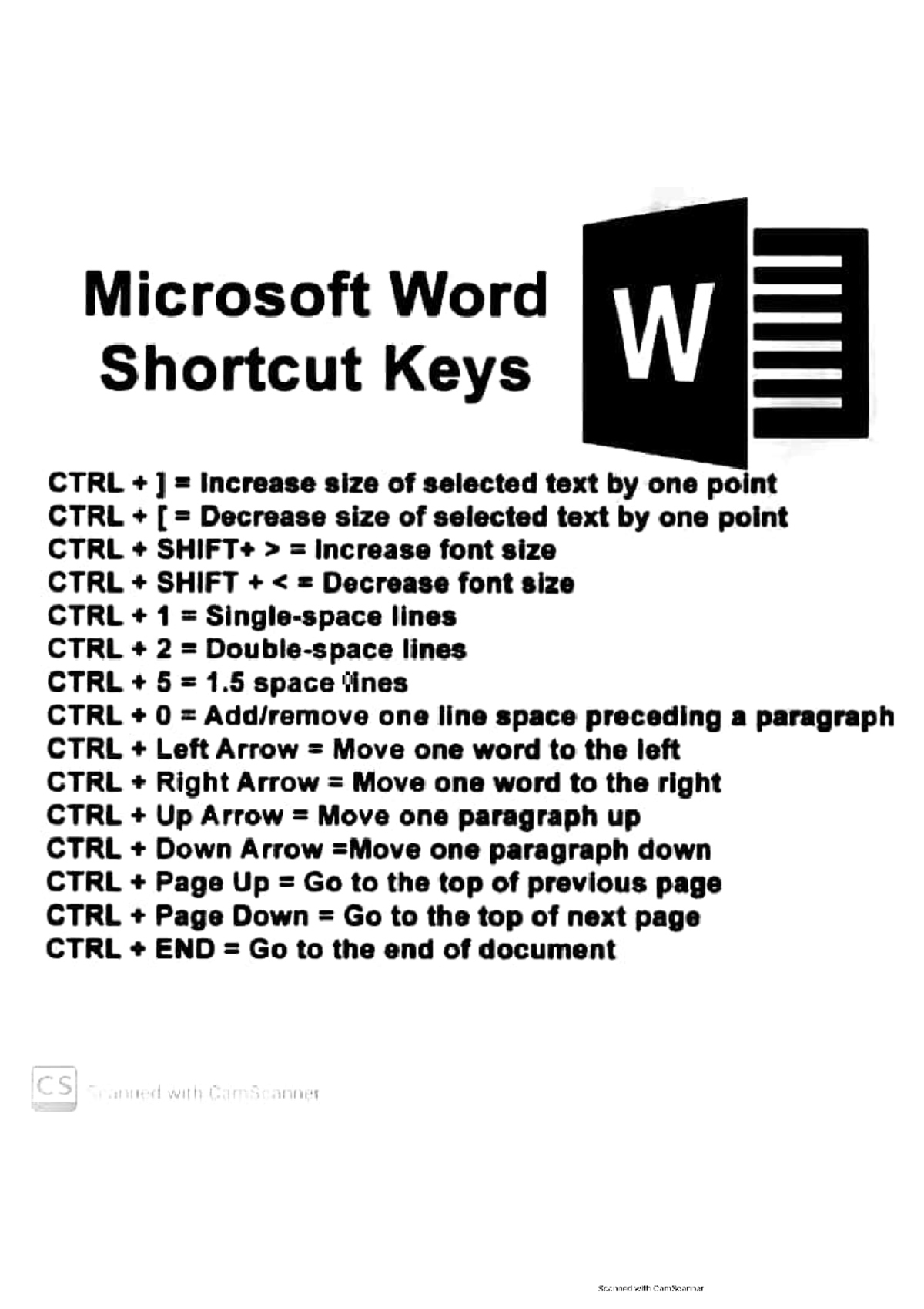 Copy of Microsoft Office (Word) Hot Keys - Computer Science - Studocu