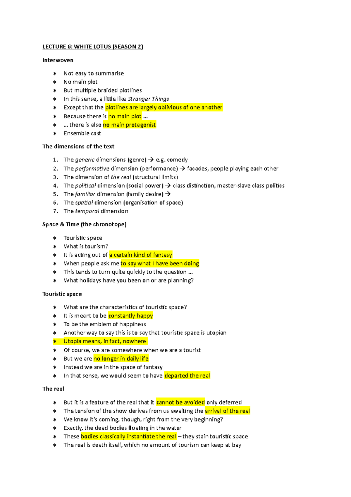 LEC 6 - LECTURE 6: WHITE LOTUS (SEASON 2) Interwoven Not easy to ...