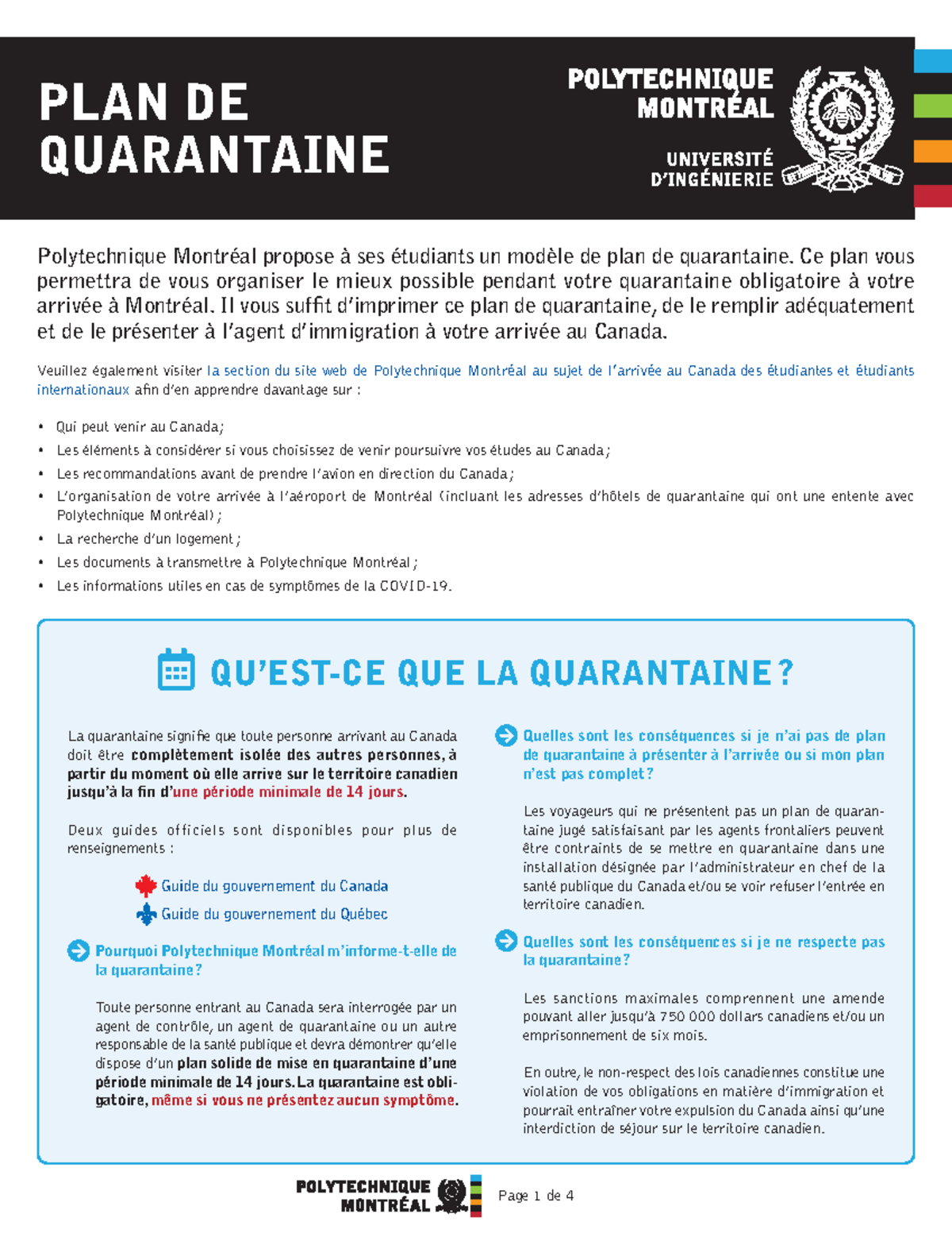 Plan Quarantaire Entree au Canada - ####### Polytechnique Montréal ...