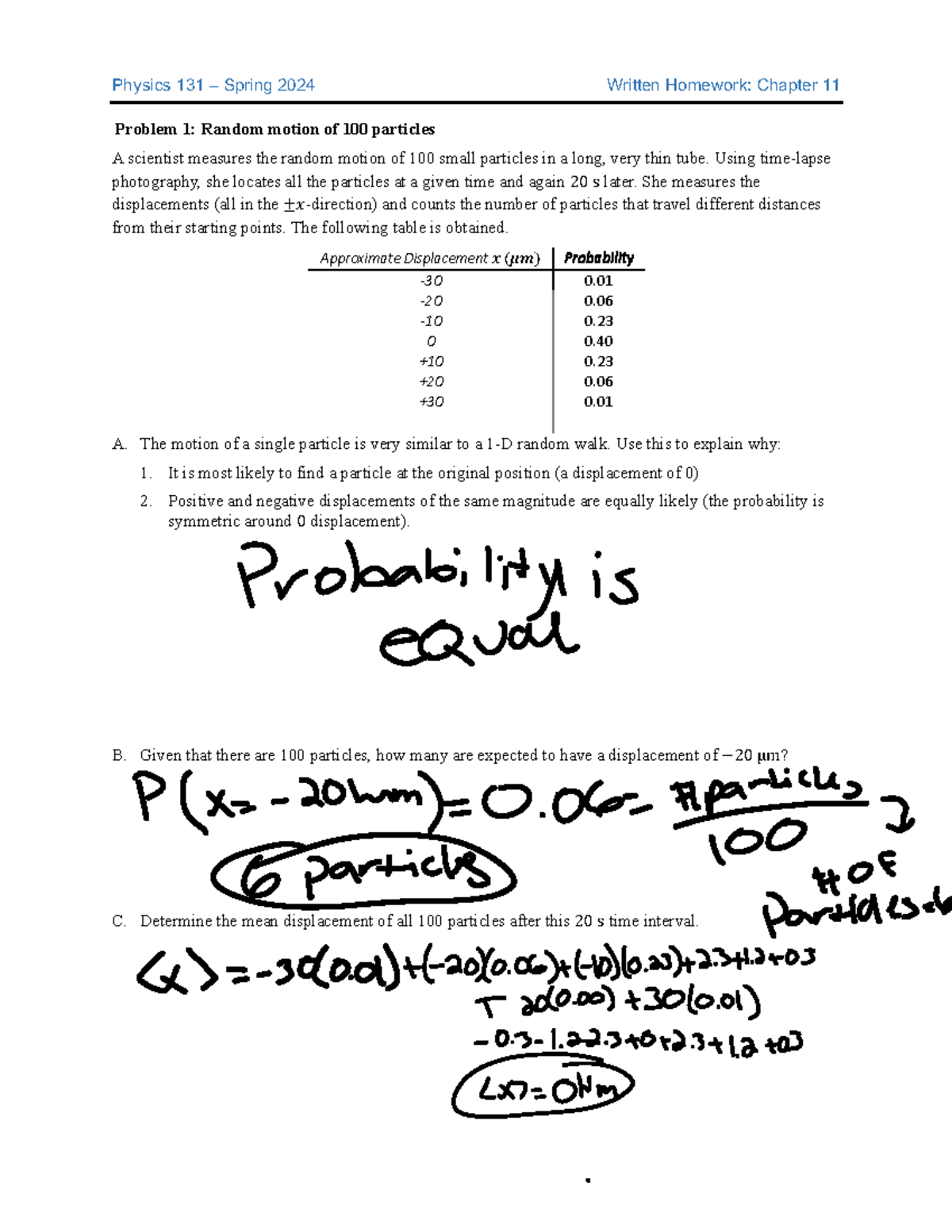 Ch11 - Written Problems - Physics 13 1 – Spring 2024 Written Homework: Chapter 11 Problem 1 ...