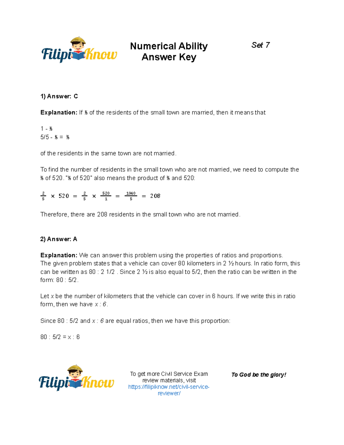 Numerical Ability Answer Key Set 7 updated - Numerical Ability Answer ...