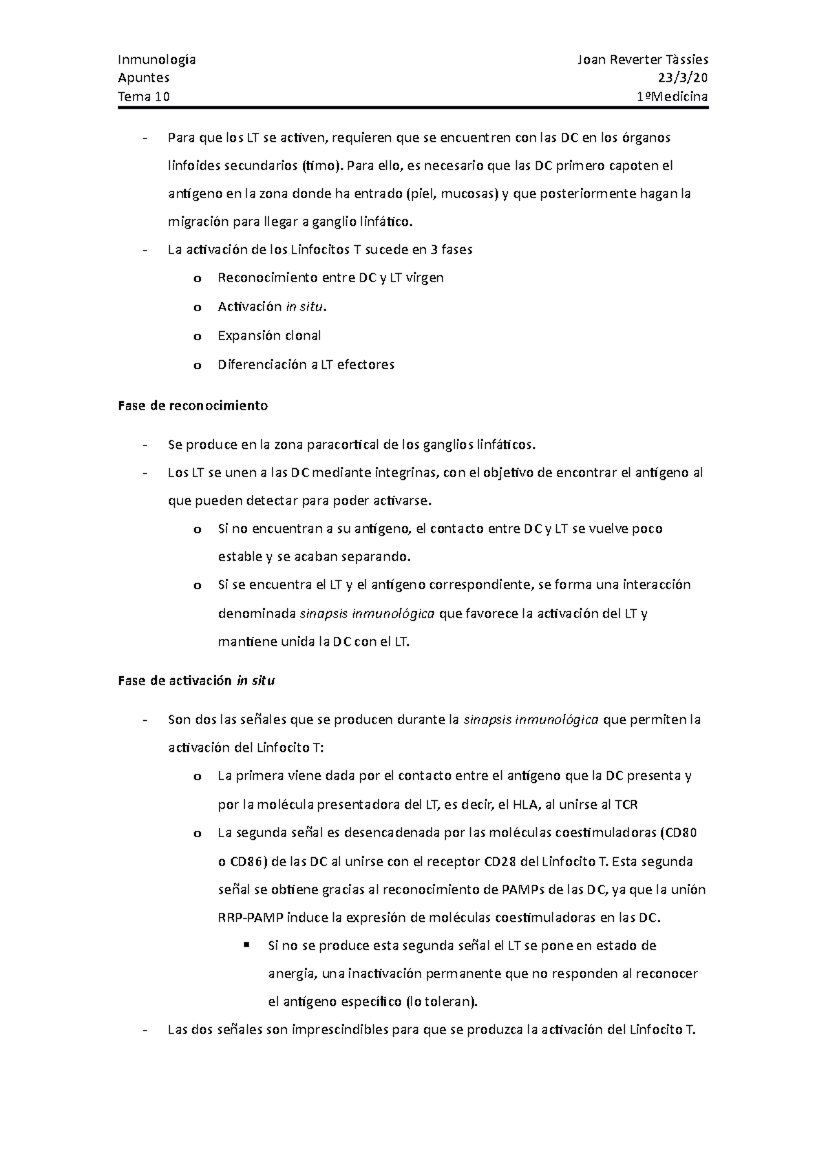Apuntes Inmunología T10 - Inmunología Joan Reverter Tàssies Apuntes 23 ...