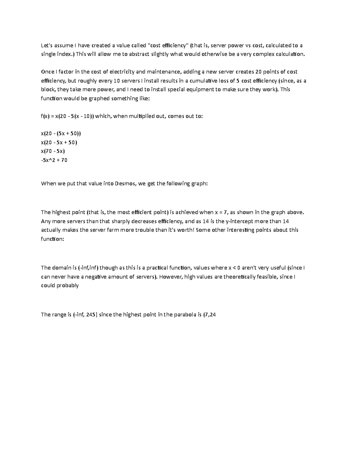 Math 1201 unit-3 discussion - Let's assume I have created a value called "cost efficiency" - Studocu