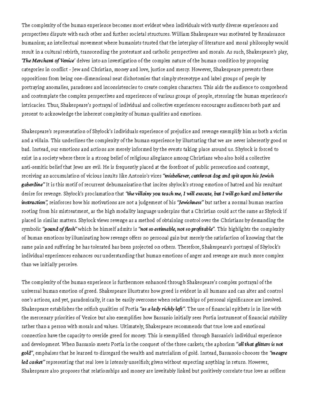 English Common Mod - The complexity of the human experience becomes ...