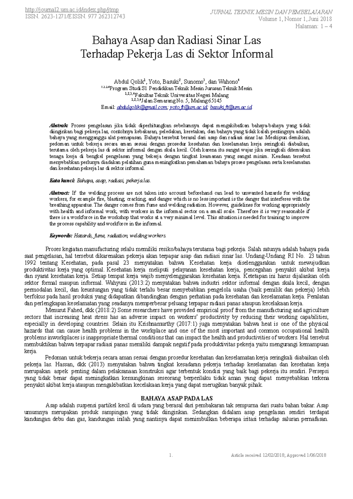 Bahaya ASAP LAS - SEMANGAT - journal2.um.ac/index.php/jtmp ISSN. 2623 ...