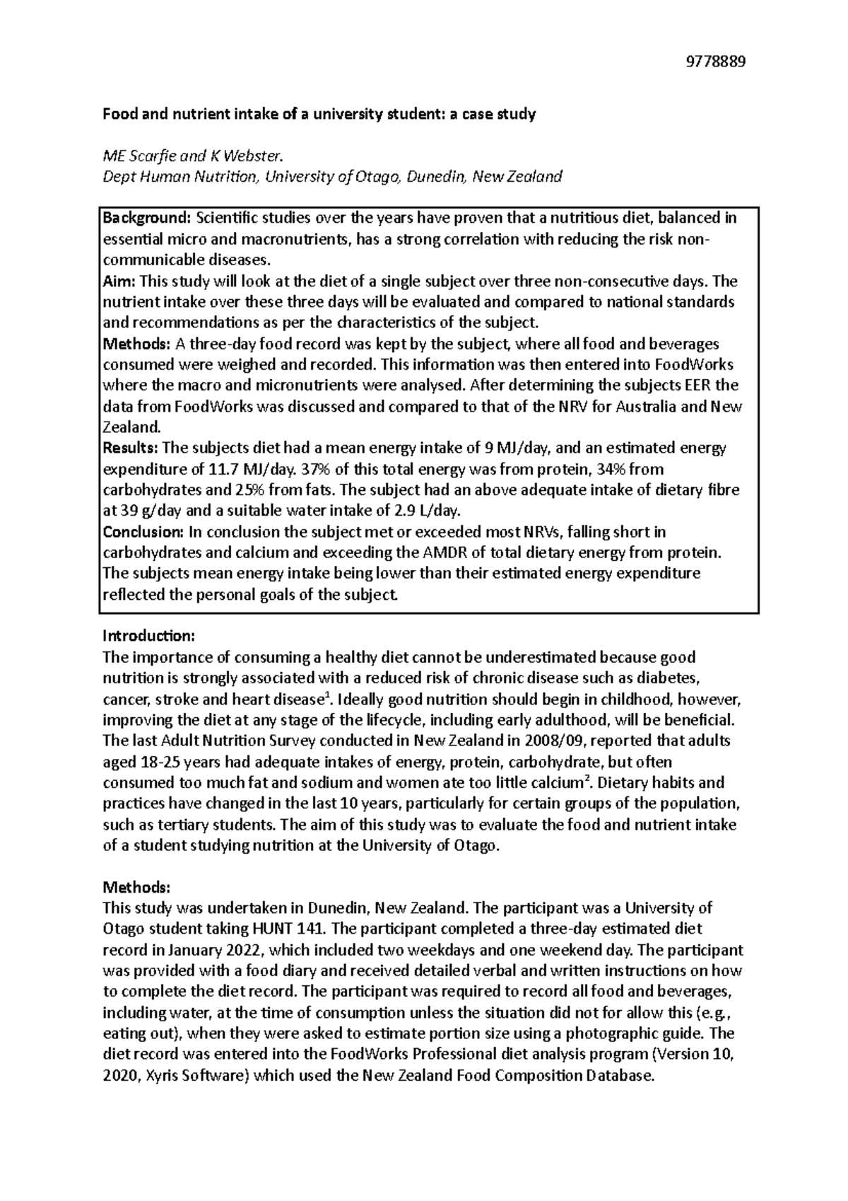 Food works assignment #1, 3DDR, personal diet, write up - Food and ...