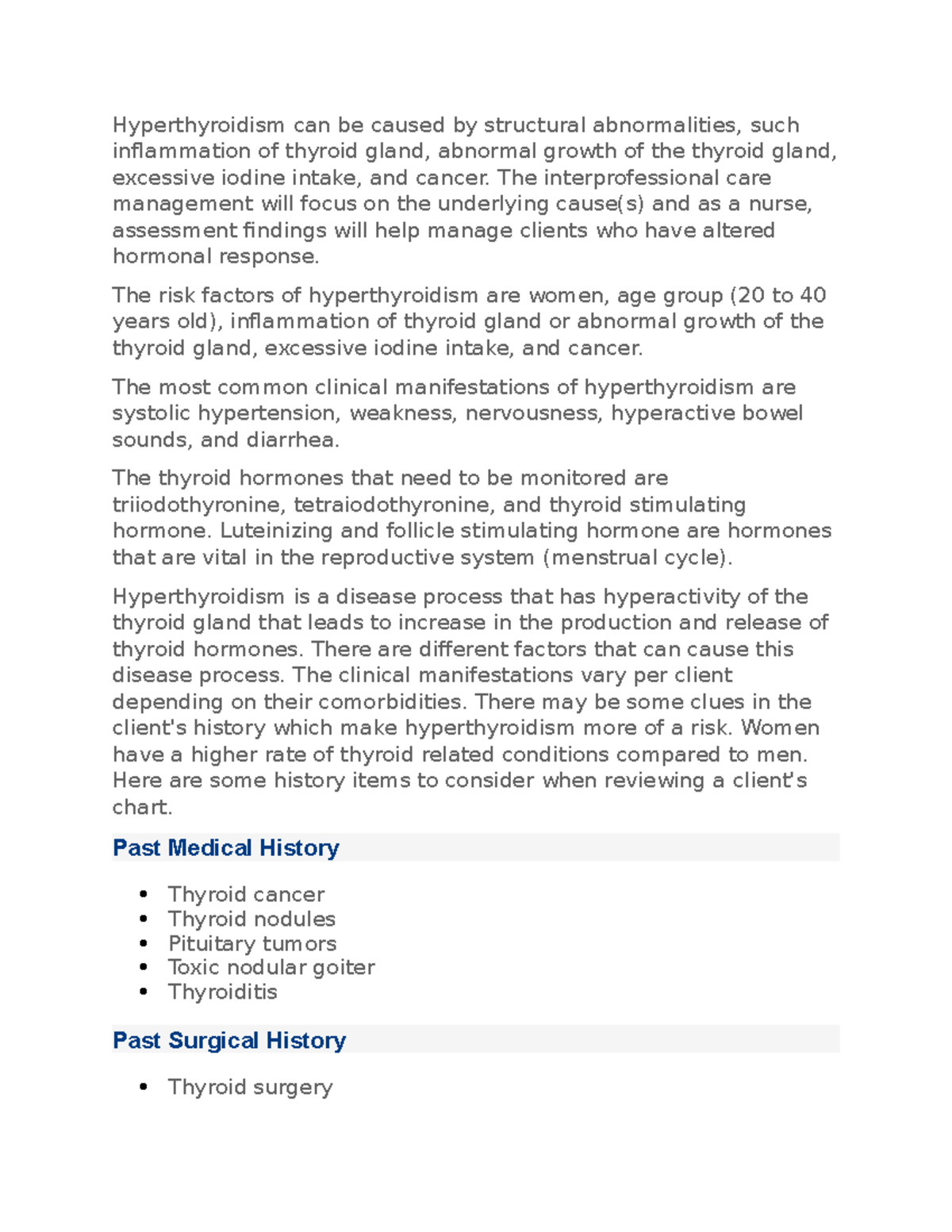Hyperthyroidism - notes - Hyperthyroidism can be caused by structural ...