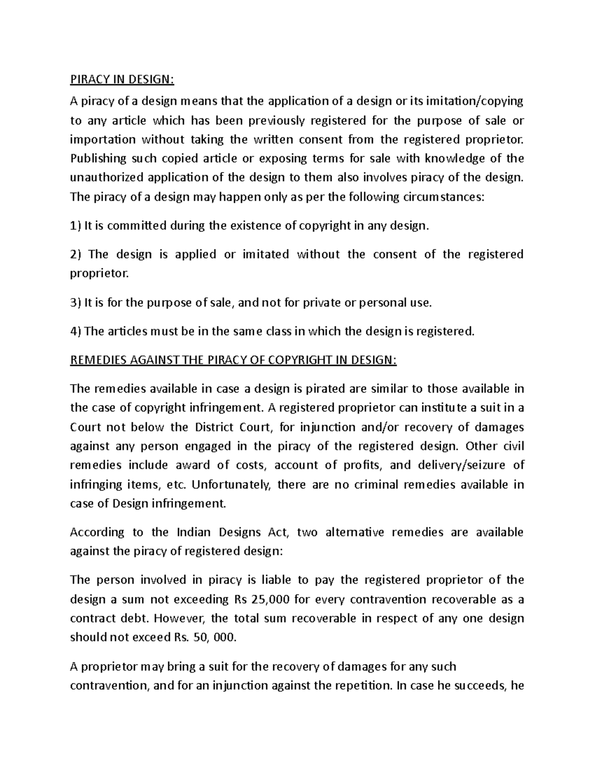 Piracy IN Design - Lecture notes 1-3 - PIRACY IN DESIGN: A piracy of a ...