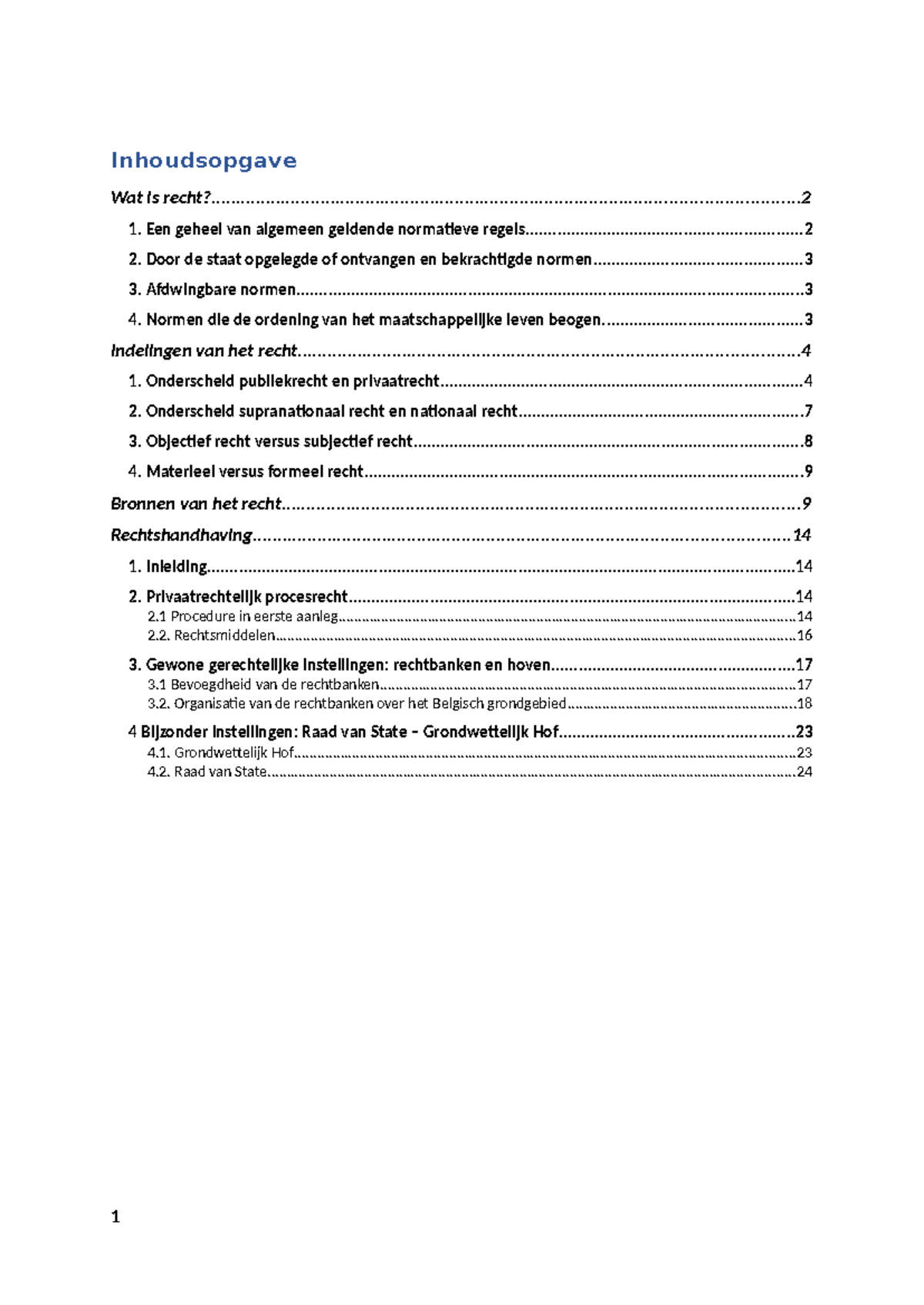 Inleiding recht - Inhoudsopgave Wat is - Studocu