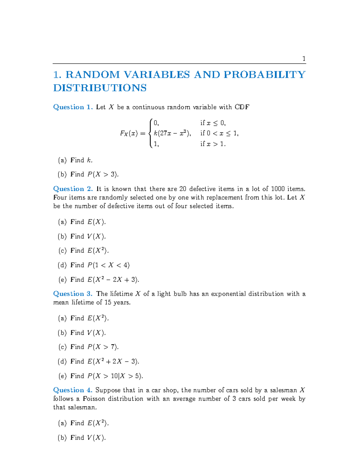 Problems-26 - 1. RANDOM VARIABLES AND PROBABILITY DISTRIBUTIONS ...