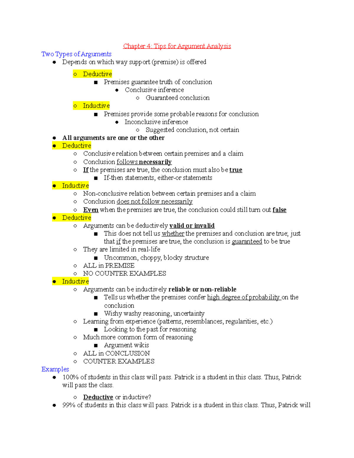 Chapter 4 Tips for Argument Analysis - Chapter 4: Tips for Argument ...