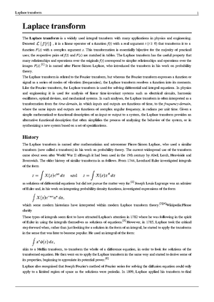 Notes Laplace - Lecture Notes for Laplace Transform Wen Shen April 2009 ...