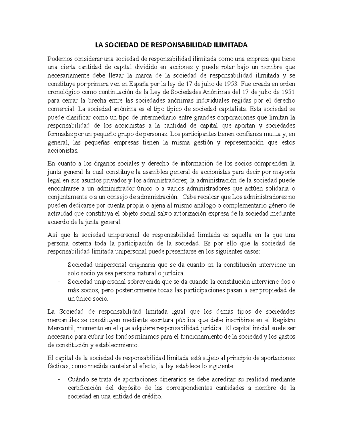 LA Sociedad DE Responsabilidad Ilimitada - LA SOCIEDAD DE ...