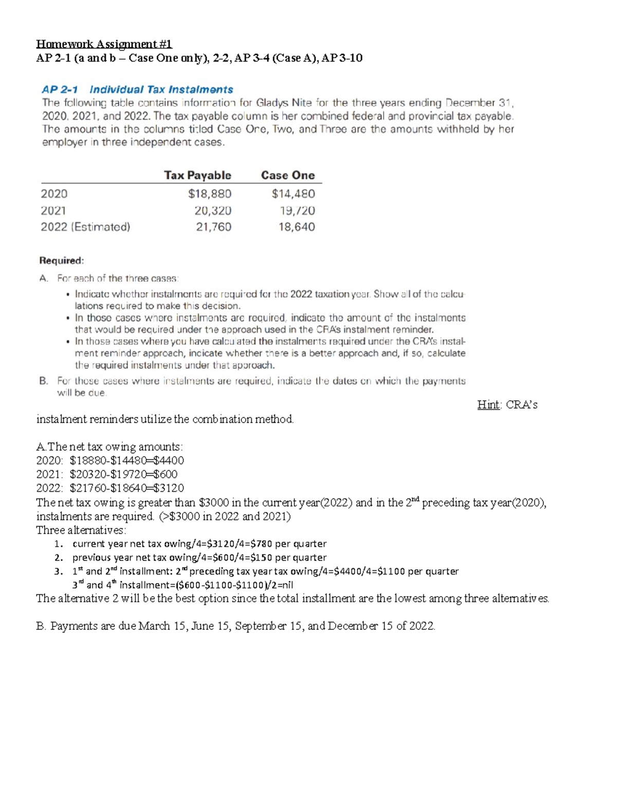 Homework Assignment 1 5335 - Homework Assignment # AP 2-1 (a and b ...