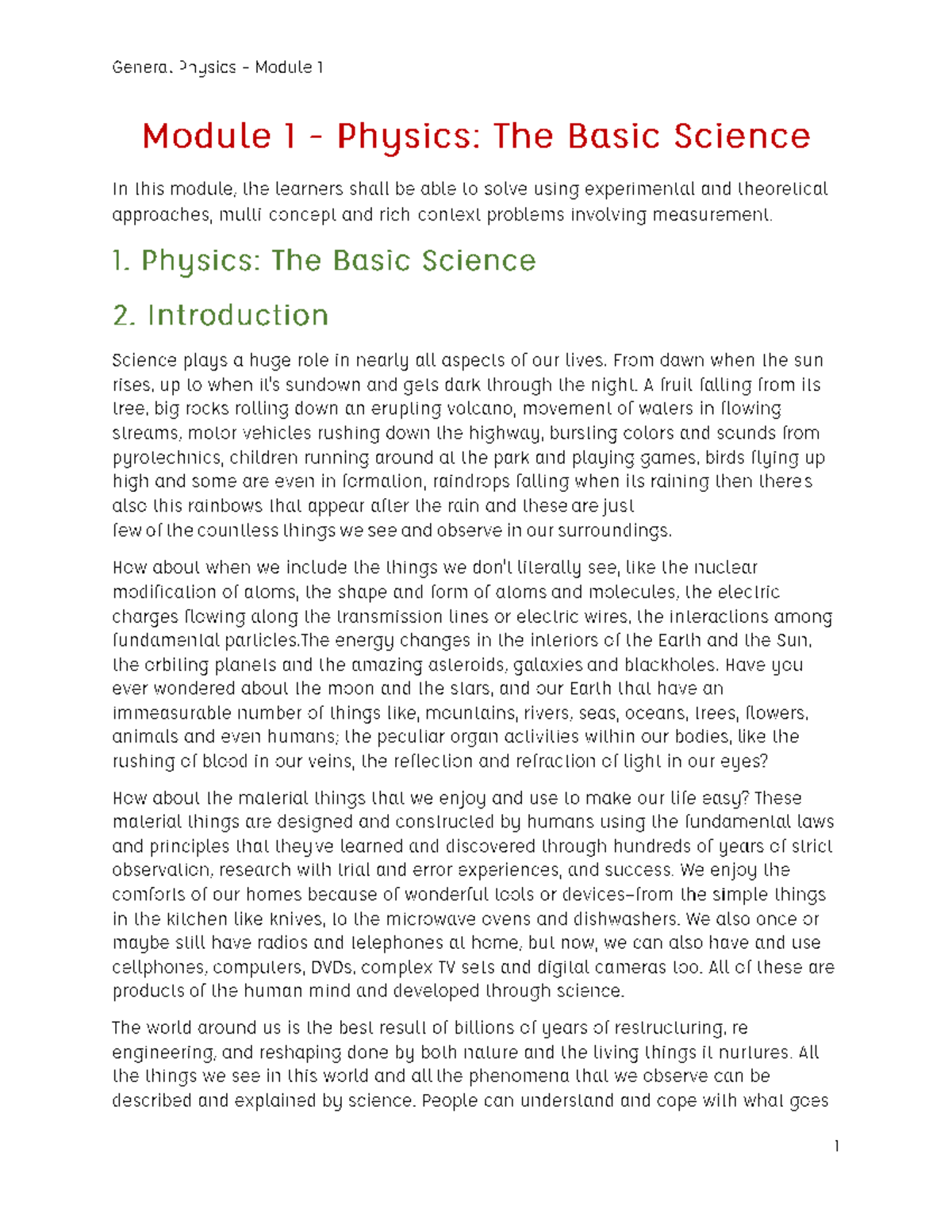 Physics-Module-1 - HGVFDSXDCFGHBJK - Intro to Biological Sciences ...
