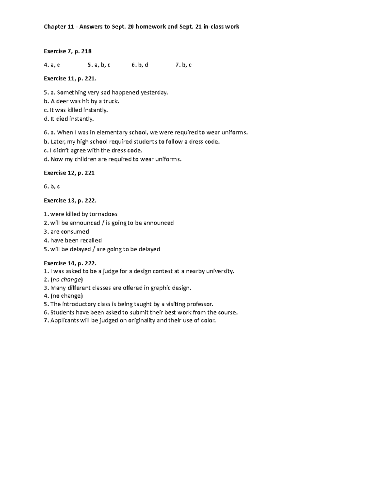 Chapter 11 - Answers to Sept. 20 homework and Sept. 21 in-class work ...