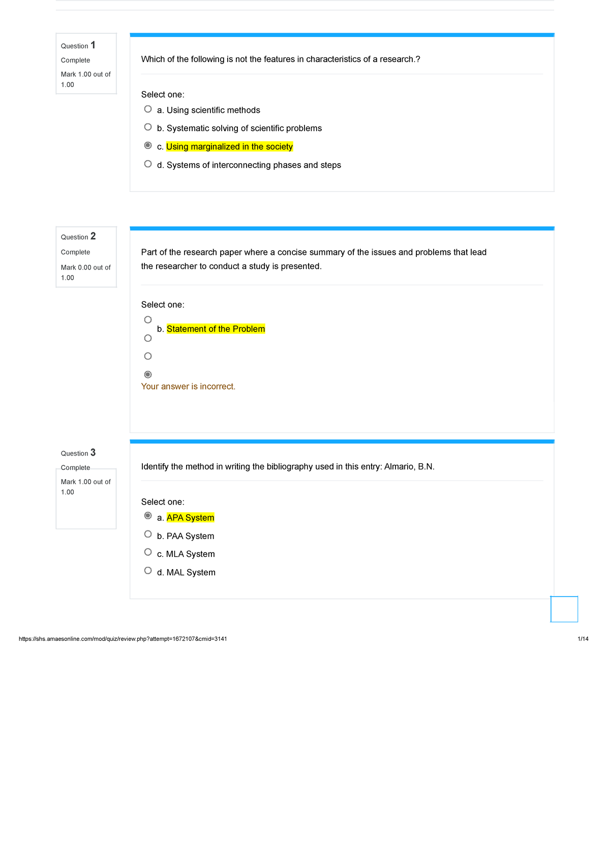 RSCH G12 First Quarter EXAM week 11 ro 20 - Question 1 Complete Which ...
