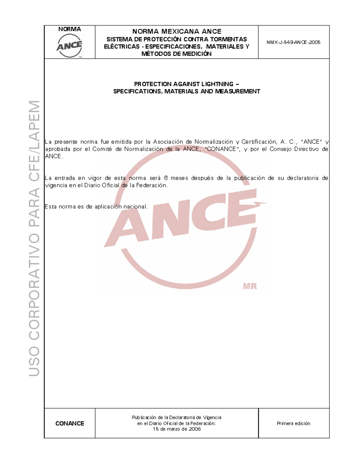 NMX-J-549-ANCE DES - sistemas de pontencia - USO CORPORATIVO PARA CFE ...