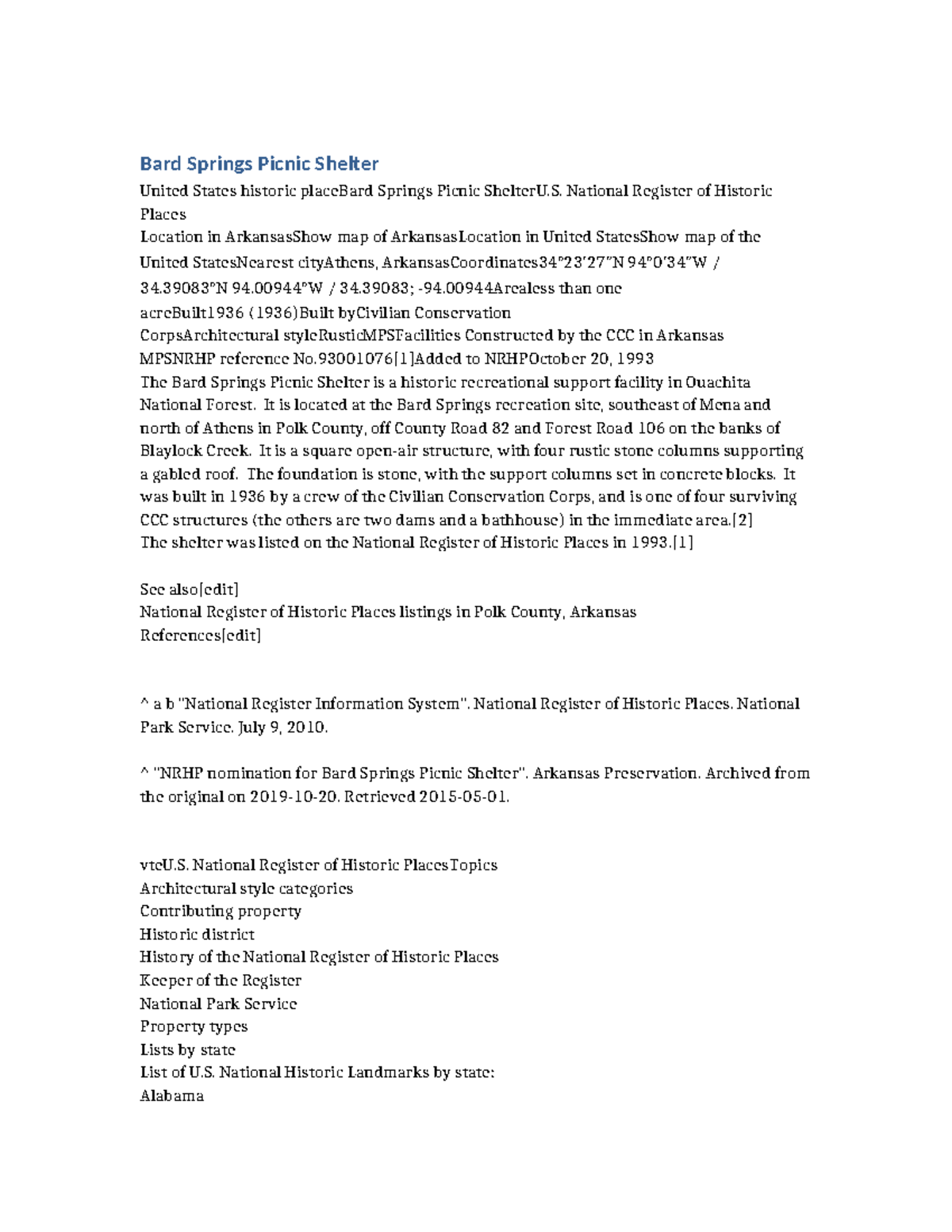 File4 - Bard Springs Picnic Shelter United States historic placeBard ...