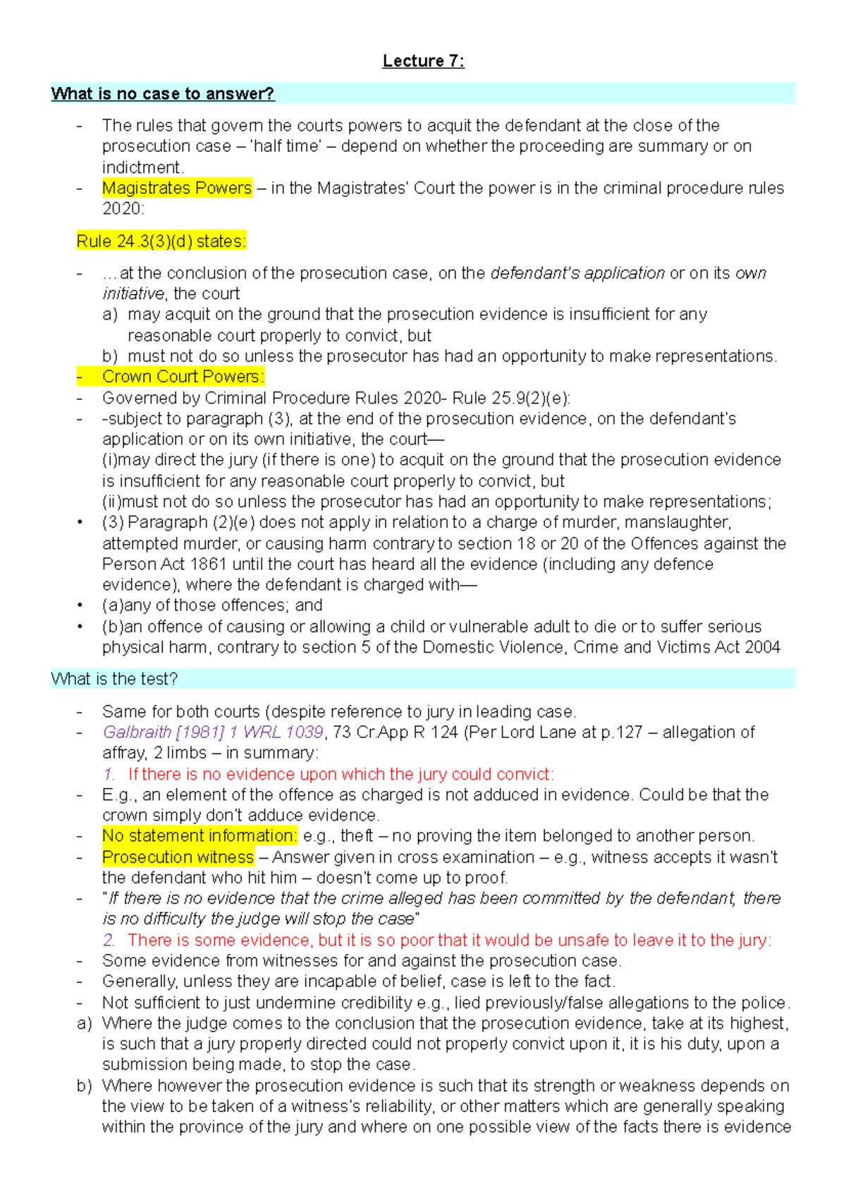 Lecture 7 - n/aNKVwhkeg;WH - Lecture 7: What is no case to answer? The ...