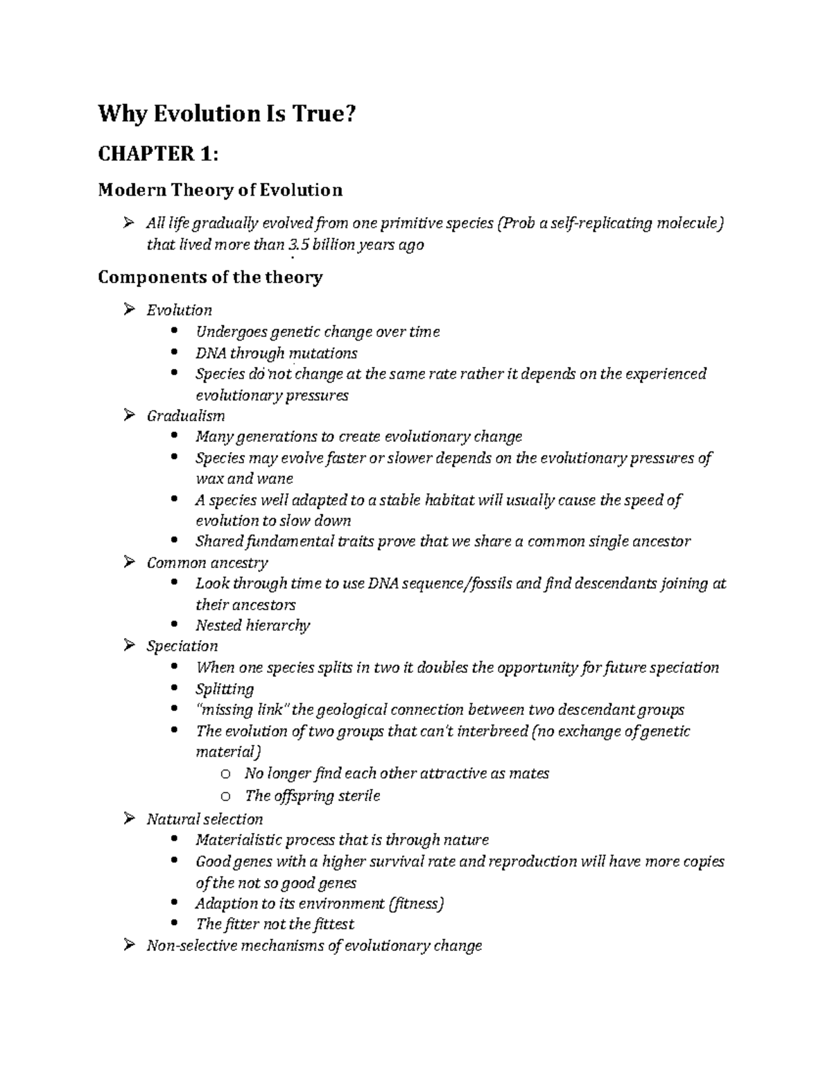 Why Evolution Is True: Chapter Notes - Why Evolution Is True? CHAPTER 1 ...