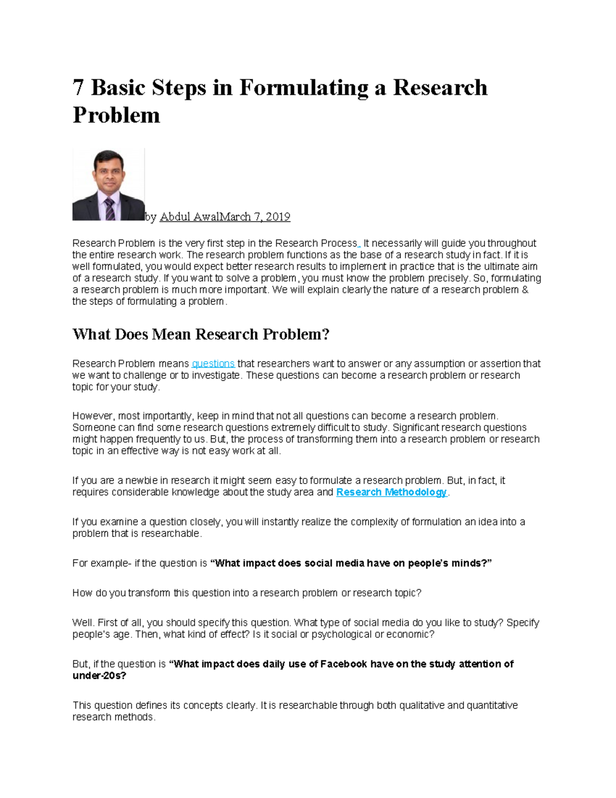 Steps in Formulating Research Problem - It necessarily will guide you ...