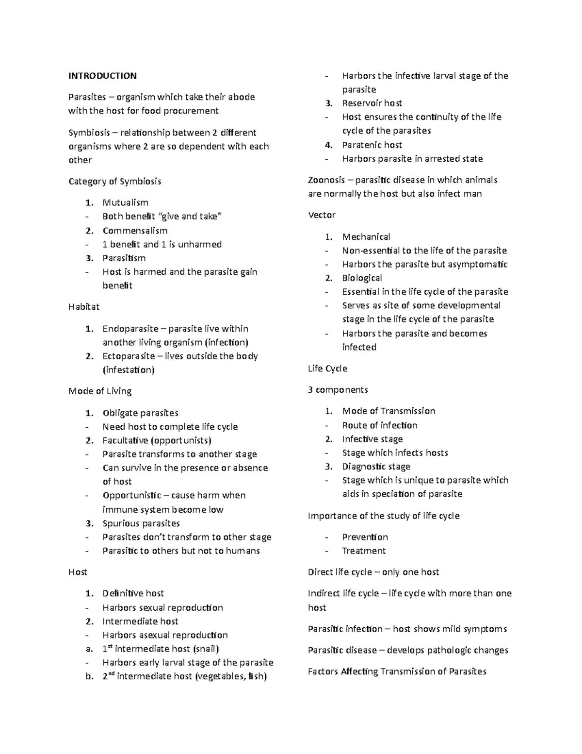 Parasitology - This subject focuses on the parasites present in our ...