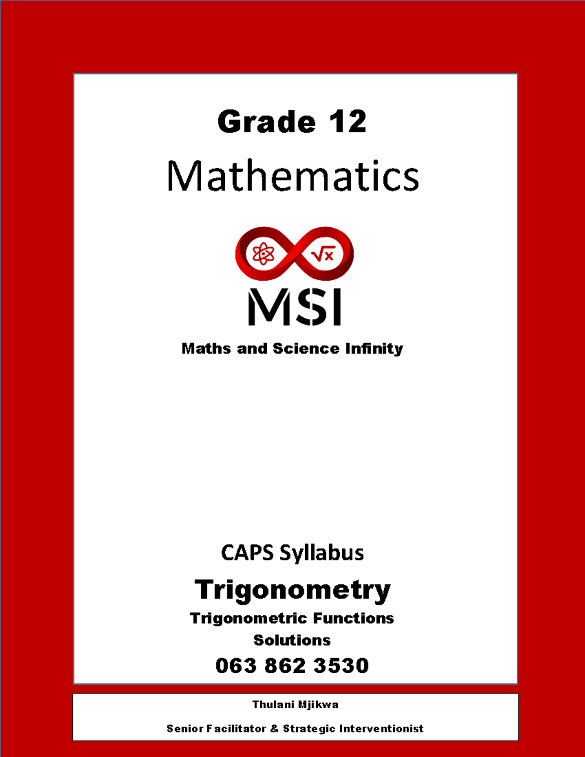Trigonometric Functions Revision Booklet Solutions-1 - Grade 12 ...