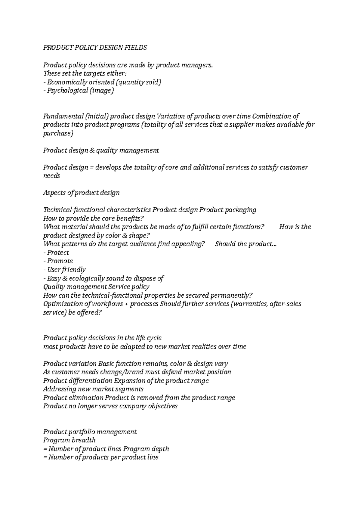 Product Policy Design Fields - PRODUCT POLICY DESIGN FIELDS Product ...