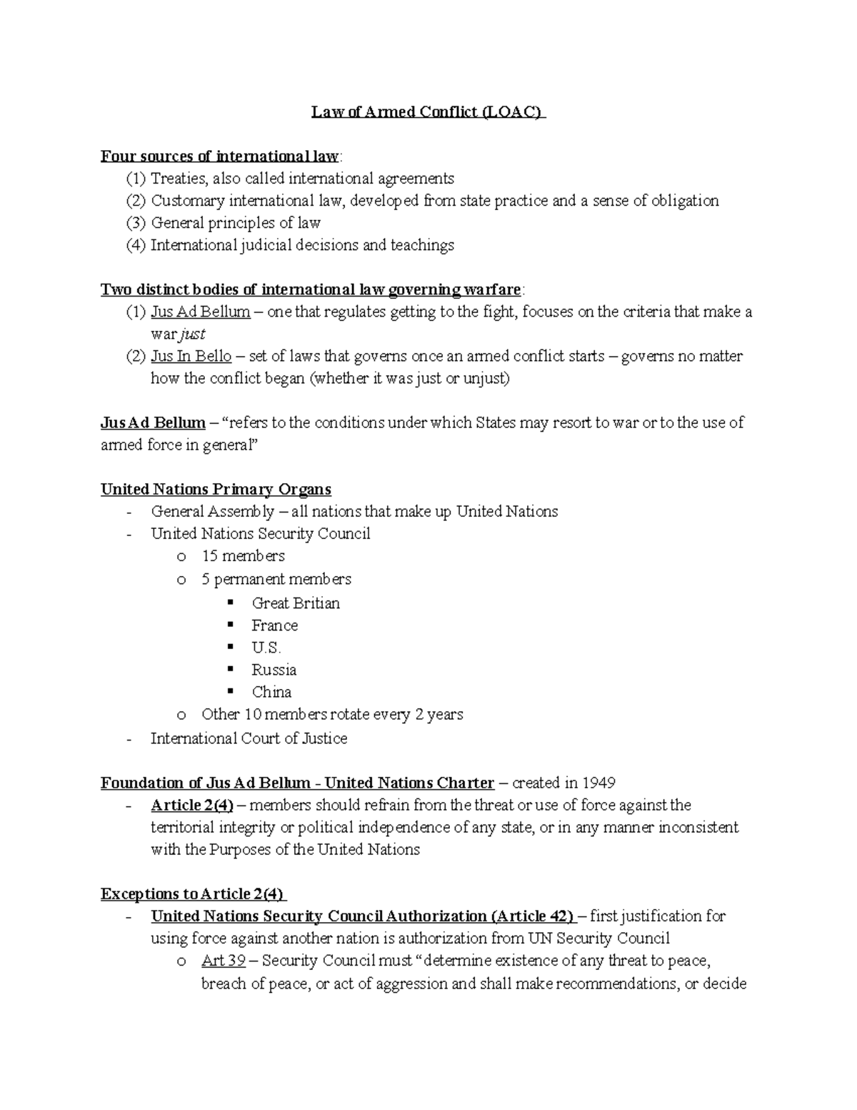 Law of Armed Conflict - readinings - Law of Armed Conflict (LOAC) Four ...