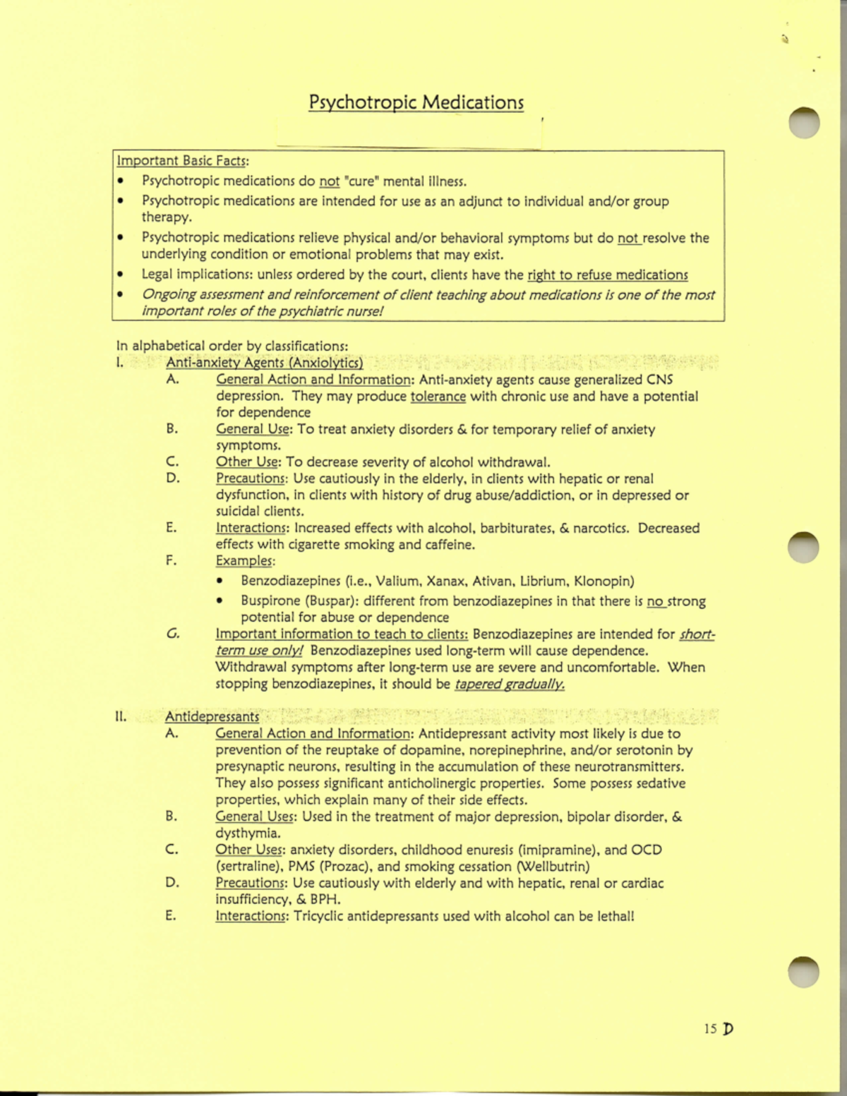 Psychotropic Medications pg 1 - NUR 2488F - Studocu