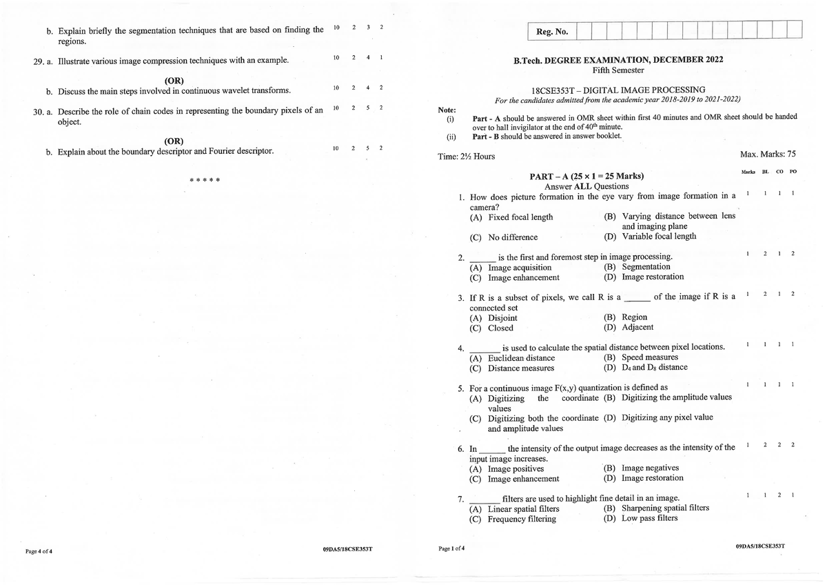 Old question paper - Notes - b. Explain briefly the segmentation ...