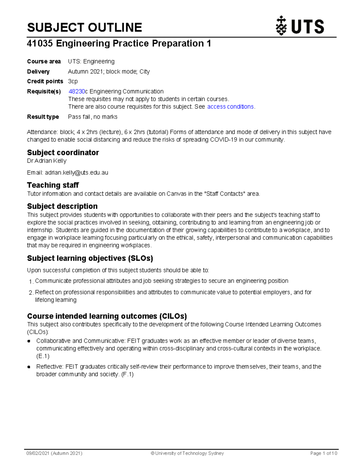 Engineering Practice Preparation 1 - Subject coordinator Dr Adrian ...