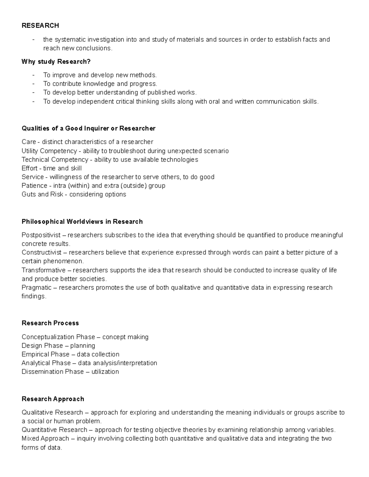 Research - RESEARCH the systematic investigation into and study of ...