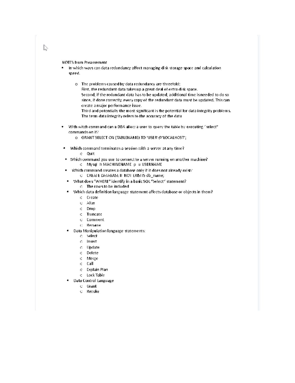 D427-Pre Assesment Notes - C170 - Studocu