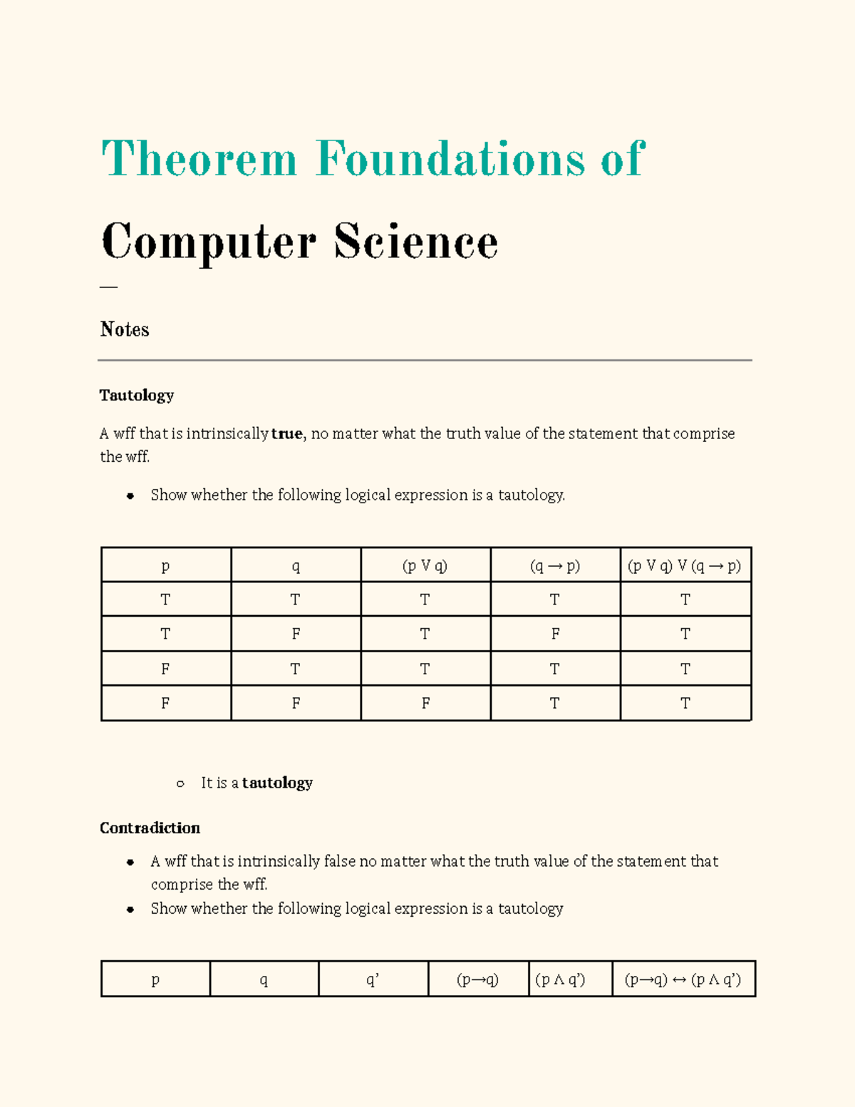 Theorem Foundations of Computer Science Lecture 2 - Theorem Foundations ...