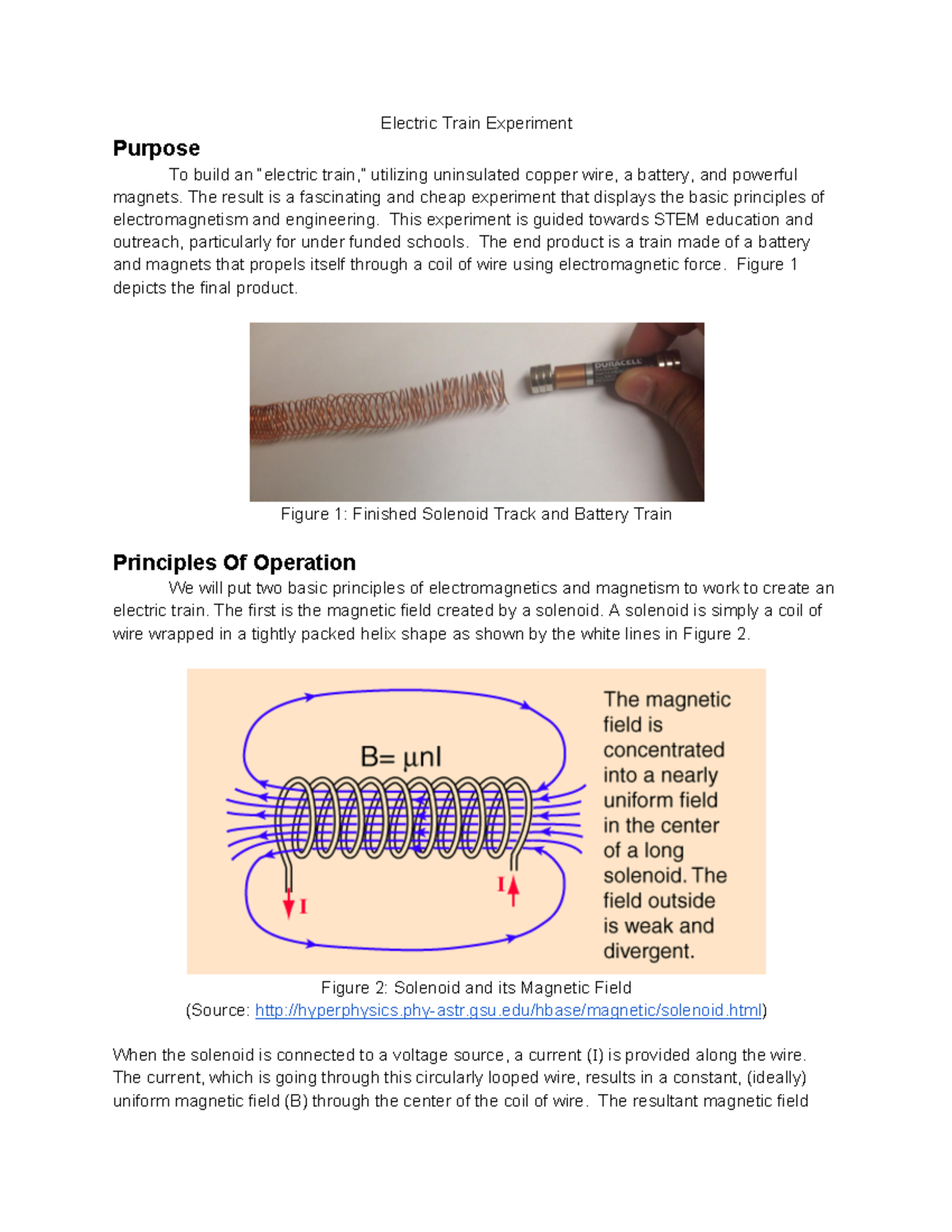 Electric train. Magnetic field. Solenoid - Electric Train Experiment ...