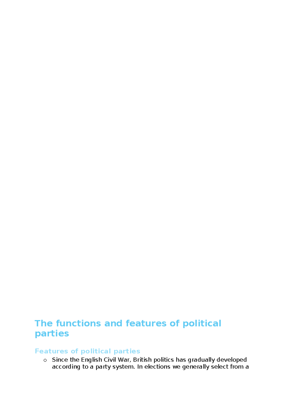 Political Parties - The functions and features of political parties ...