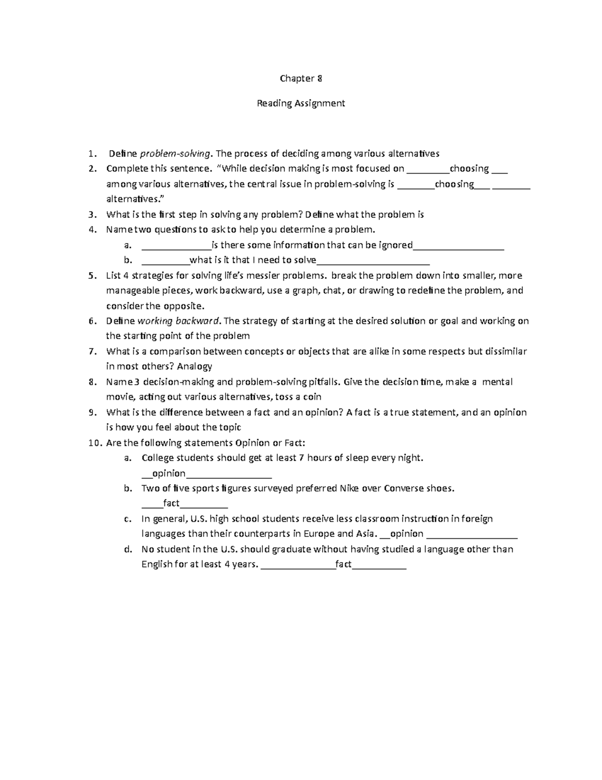 Chapter 8reading Assignment For Canvas Chapter 8 Reading Assignment Define Problem Solving